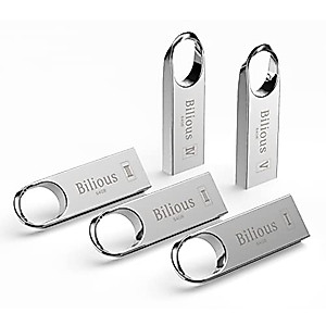 USB Flash Drive, Bilious Portable Keychain Design Thumb Drives, Metal Style Memory Stick U Disk, Waterproof Jump Pen Drive for Storage and Backup (64GB, 5 Pack)