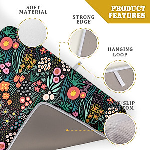 Giwawa Colorful Flowers Dish Drying Mats for Kitchen Counter 18 X 24 Inch Spring Floral Microfiber Dish Mat, Reversible Dish Drainer Mats Countertops Protector Pad