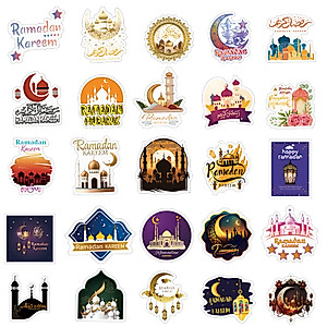 65PCS Ramadan Stickers Islamic Stickers Vinyl Waterproof Stickers for Laptop,Bumper,Skateboard,Water Bottles,Computer,Phone,Cartoon Anime Stickers for Kids Teens Adult