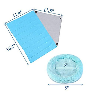 Mogoko Small Animal Hidey Curtain and Bed Pads, Warm Sleep Mat and Corner Fleece Forest Hideout for Rabbit, Chinchillas, Hedgehogs, Guinea Pigs, Hamster