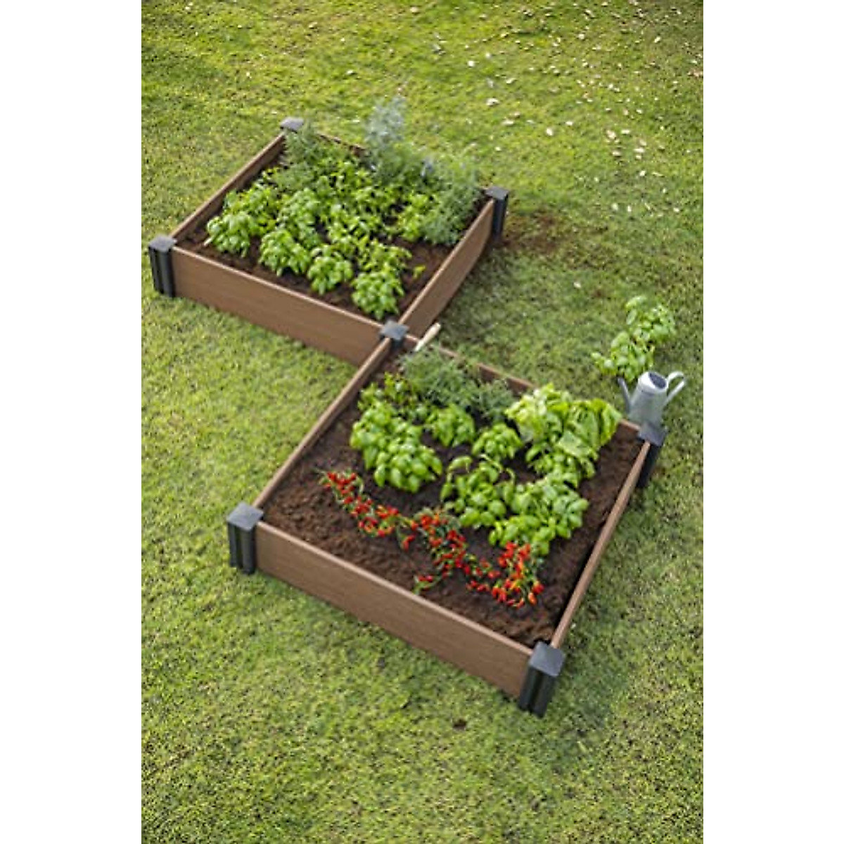 Keter Vista Modular Raised Garden Bed Durable Outdoor Planter for Vegetables Flowers, Herbs, and Succulents, Brown