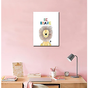 YHAOU Baby Nursery Wall Art Cute Cartoon Animal Pictures Canvas Prints Inspirational Quote for Kids Room Bedroom Decor Adorable Pictures Ready to Hang, 12 x 16 Inch