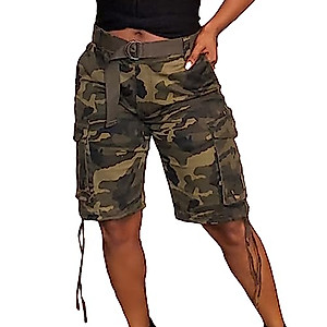 booty shorts for women sexy slutty butt lift Womens Bermuda 7" Shorts Camo Print Elastic Waist Pocketed Casual Shorts Summer Fashion Workout Cargo Shorts for Ladies Army Green 2XL