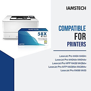 iamstech 58X CF258X with Chip Compatible 2 Pack Toner Cartridge Replacement for HP 58X CF258X 58A CF258A MFP M428fdw M428fdn M428dw Pro M404n M404dn M404dw M404 M428 Printer Black