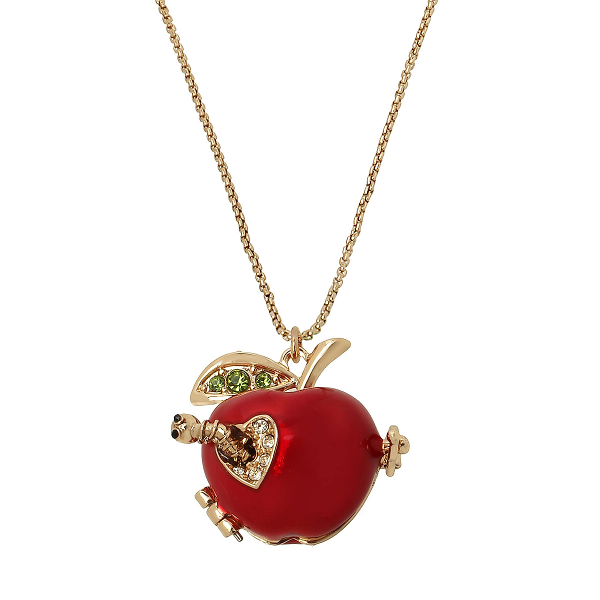 Betsey Johnson Apple Pendant Slider Necklace