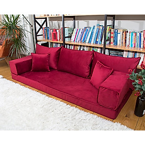 Livingroom Floor Cushions, Floor Sofa Seating, Velvet Fabric Sofas, Oriental Moroccan Sofas, Sectional Couches, Yoga Meditation Sofas (Grey)