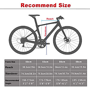 KABON Full Carbon Road Bike, 700C Carbon Fiber Frame Road Bike with Shimano 105 22 Speed Disc Brake Racing Bicycle with Carbon Wheelset (Black, 53cm)