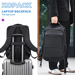 kopack Laptop Backpack,17 IN Waterproof Zipper Laptop Backpack for Men ,Business Computer Backpack With USB Port , Travel Backpack/College Backpack Black