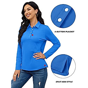 TACVASEN Women's Polo Shirts Lightweight Soft Stretch Golf Apparel for Women, Azure, L