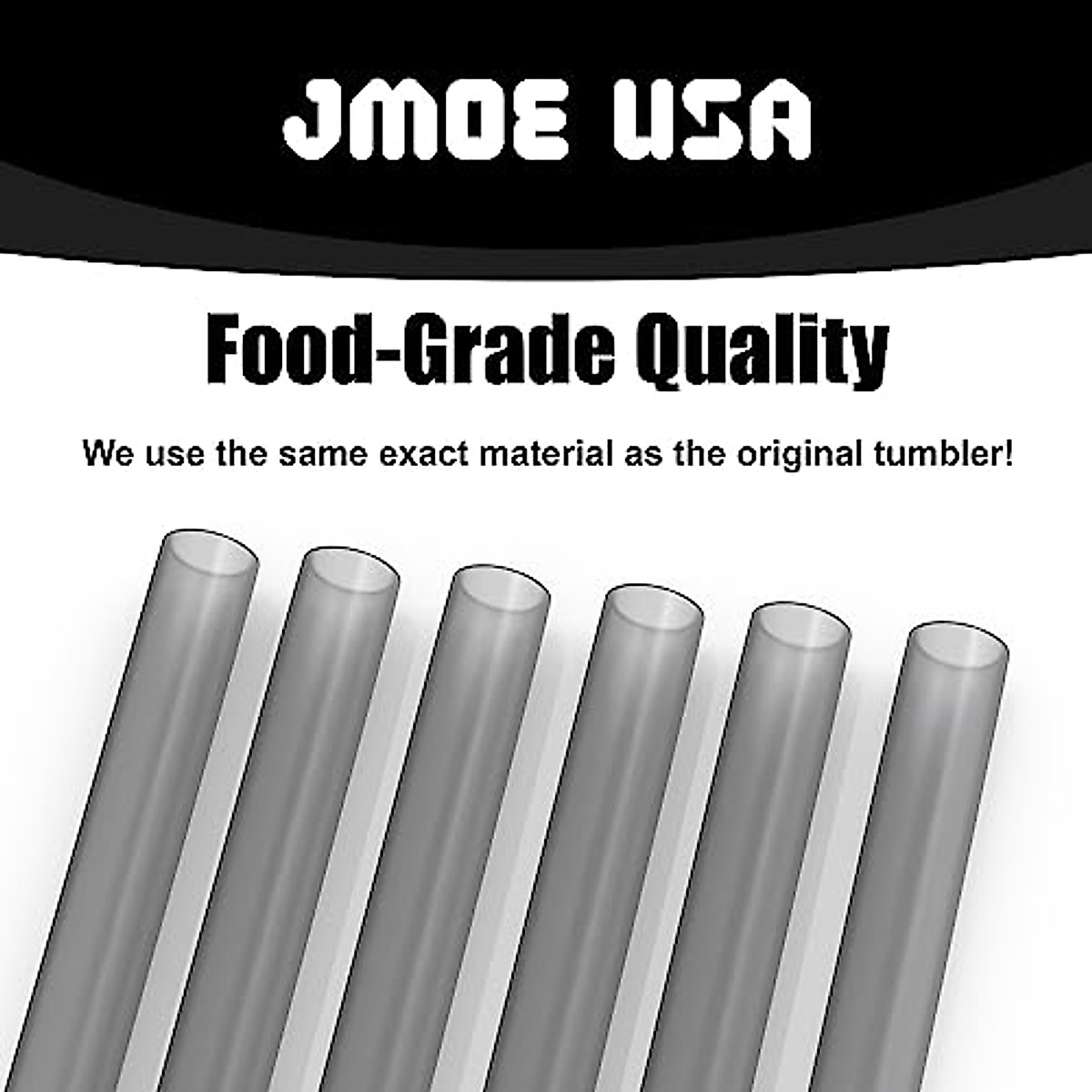 Jmoe USA 12" Straws for Stanley 40oz Adventure Quencher FlowState H2.0 | Replacement Plastic Straws Designed for Stanley 40oz Tumbler | 6-Pack Includes Cleaning Brush | Food Grade & BPA Free (Black)