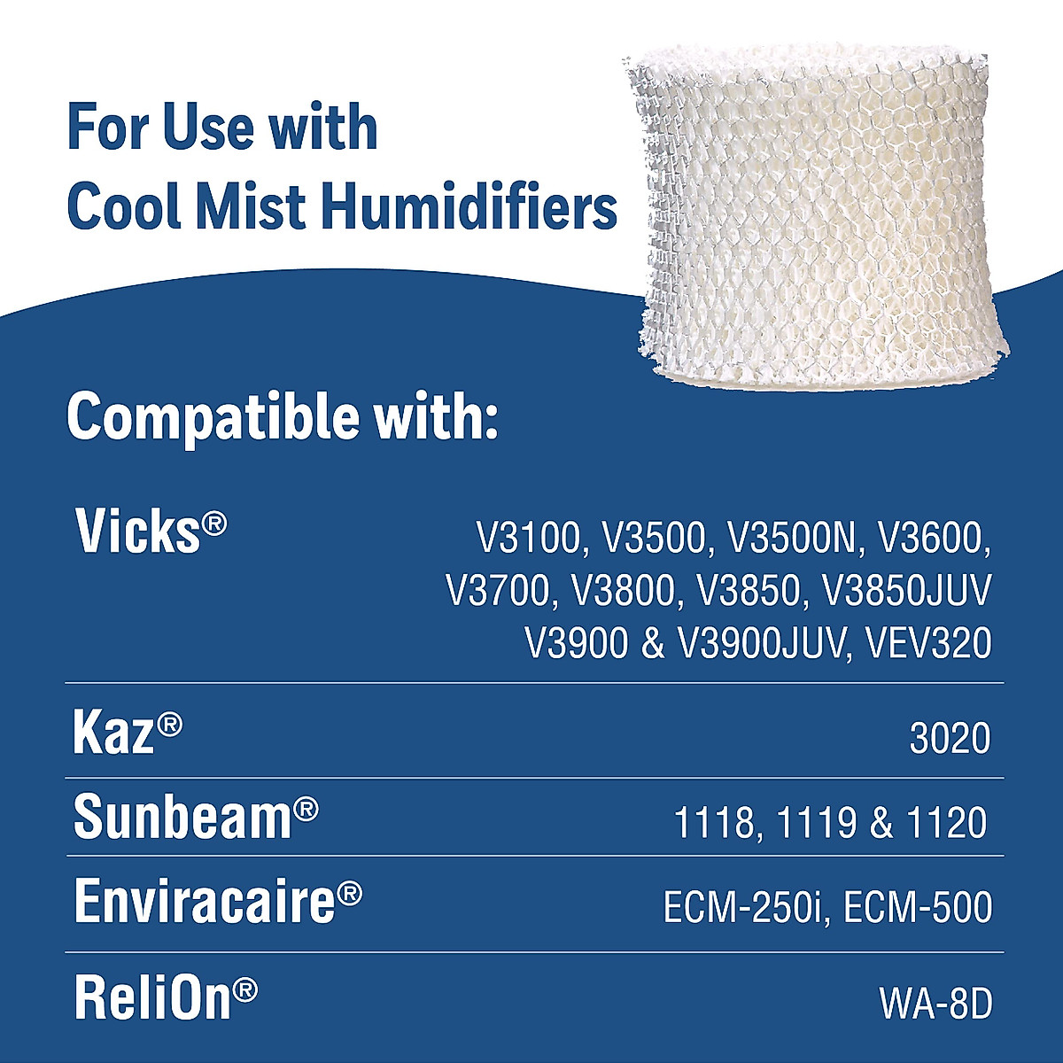 ProTec Humidifier Filter Replacement, Wicking Replacement Filter, Pack of 3 â€“ Humidifier Replacement Filter Works with Vicks Cool Mist Humidifiers and Other Models,3 Count (Pack of 1)