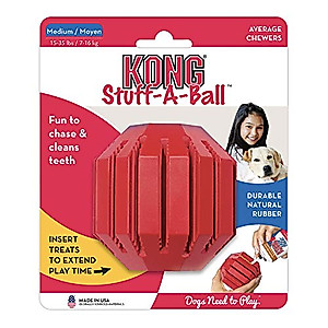 KONG - Stuff-A-Ball - Durable Rubber, Treat Dispensing and Teeth Cleaning Dog Toy - for Medium Dogs