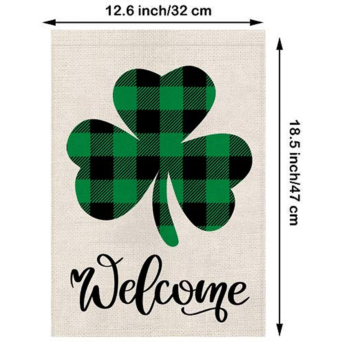 St Patricks Day Garden Flag Welcome Shamrocks Yard Outdoor Decoration Vertical Double Sized Burlap Spring Summer Holiday Decors 12.5 x 18 Inch