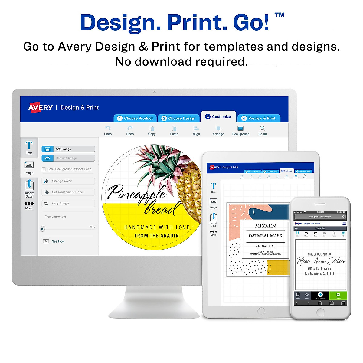 Avery Printable Blank Wraparound Rectangle Labels, 3.25" x 7.75", Matte White, 16 Customizable Labels (22835)