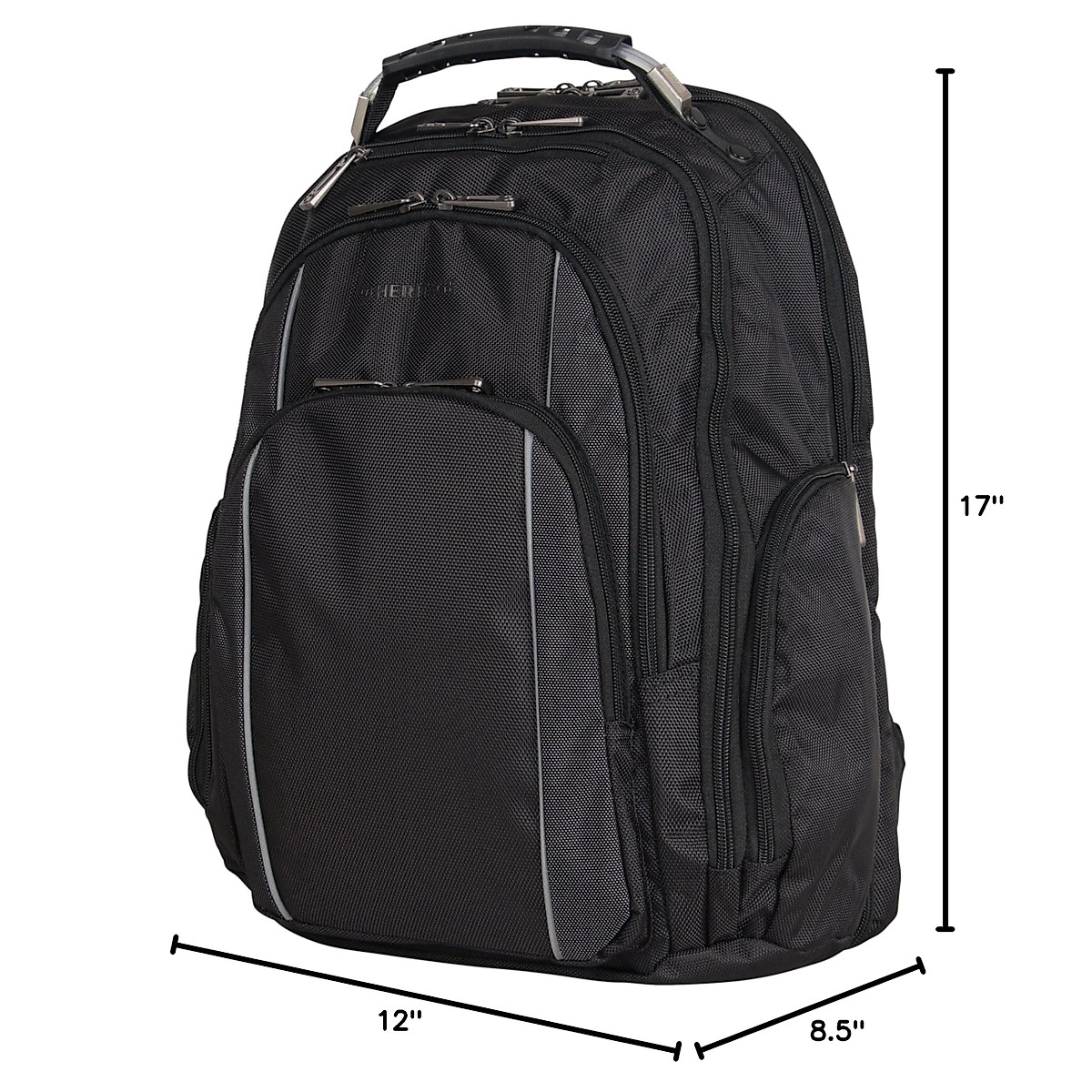 HERITAGE TRAVELWARE Travelier Dual Compartment Checkpoint-Friendly 17" Laptop Business Backpack, Black, One Size