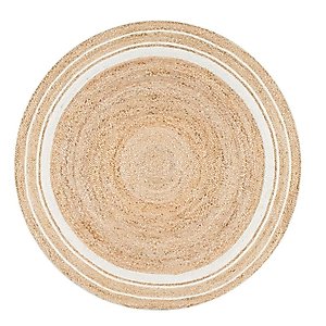 THE RUG CAFE 4x4, 5x5, 6x6,Feet Natural Jute Scallop Round Rug, Floor Scalloped Edge Rug Braided Boho Eco Large Circular Handmade Area Rugs