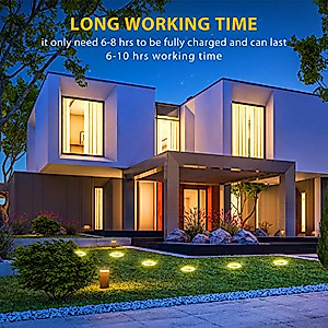 Solar Ground Lights - 12 Pack 8LED Solar Garden Lights Outdoor Waterproof Sidewalk Disk Bright In-Ground Landscape Lighting for Lawn Patio Pathway Yard Steps Deck Walkway Light (Warm White) (12 Packs)