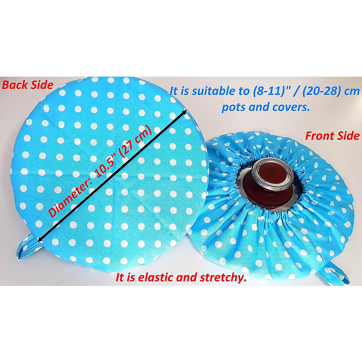 DLK - 2 X Thick Fabric Steam Catcher - Cotton Steaming Cloth Cooking - (8-11) / (20-28) cm Rice Lid Cover, Rice Brewing Cover - Steam Trap Set of 2 - Blue (RCC)