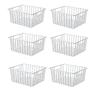 Freezer Storage Organizer Baskets, Household Refrigerator Chest Organization with Built-in Handles for Cabinets, Pantry, Closets, Bedrooms