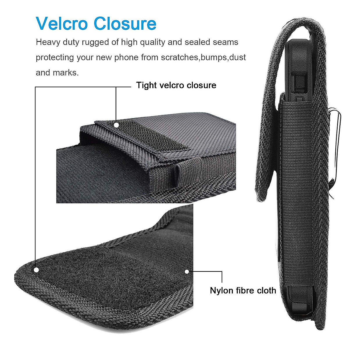 Tiflook Phone Holster for Samsung Galaxy S24 S23 S22 S21 Ultra S20 FE S10 A02S A12 A13 A32 A51 A52 Note 20 Ultra Note 10 Plus Nylon Cell Phone Pouch Belt Holder Carrying Case with Belt Clip,Black