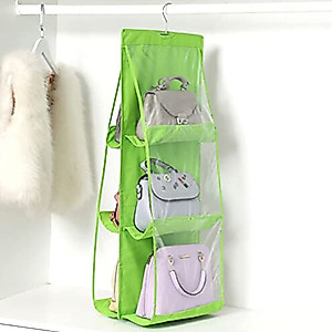 FOTTEPP Double-Sided Six-Layer Hanging Storage Bag, 6 Pocket Hanging Handbag Storage Bag, Double Sided Hanging Storage Bag, Non-Woven Hanging Bag Holding Bag (Black)