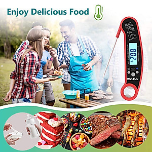WAFA Instant Read Meat Thermometer, Waterproof Ultra Fast Cooking Thermometer with Bottle Opener Backlight and Calibration, Digital Food Thermometer for Kitchen, Outdoor Cooking, Grill and BBQ
