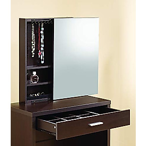 Coaster Home Furnishings 2-piece Vanity Set with Hidden Mirror Storage and Lift-Top Stool, Cappuccino and Black