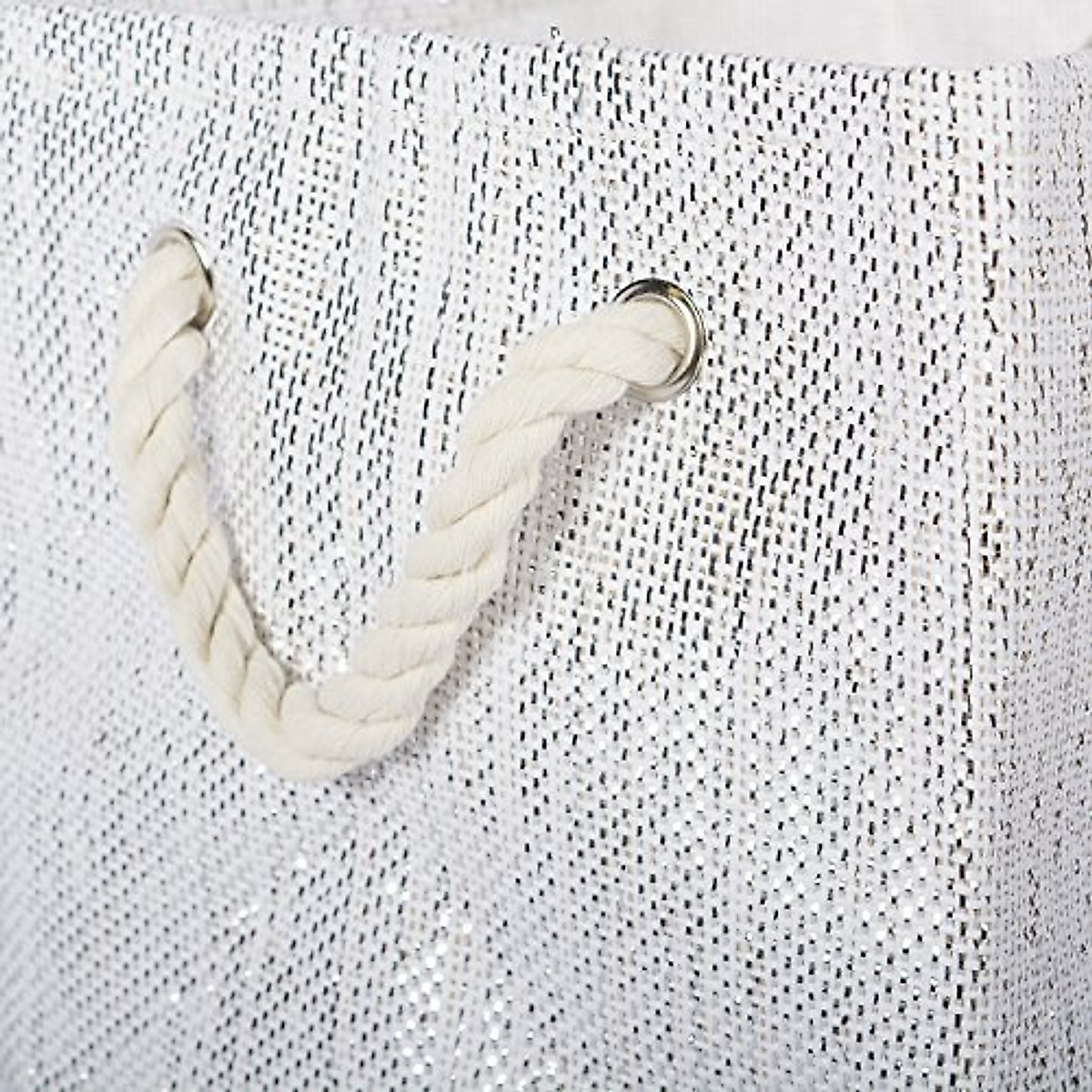 DII Decorative Metallic Lurex Storage Basket, Collapsible & Convenient for Home Organizational Solutions (Small - 11x10x9"), White