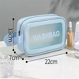 LaurelTree Cute Makeup Bag Transparent Waterproof Makeup Bag Y2k Accessories Large Capacity Cosmetic Organizer Beauty Case Travel Organizer for Accessories, Toiletries (Blue1 S)