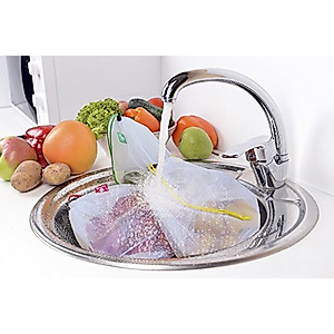 BahrEco Reusable Produce Bags - Premium Washable Mesh Bags for Grocery Shopping & Storage of Fruit Vegetable & Garden Produce - Eco Friendly Net Bags