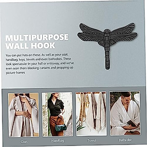 Cabilock 2 Sets Dragonfly Hook Metal Bag Hook Single Coat Hanger Decorative Wall Hangers Robe Towel Hook hat Rack Heavy Duty Clothes Hanger Dragonfly Hanger Wrought Iron Hanger Rack Cartoon
