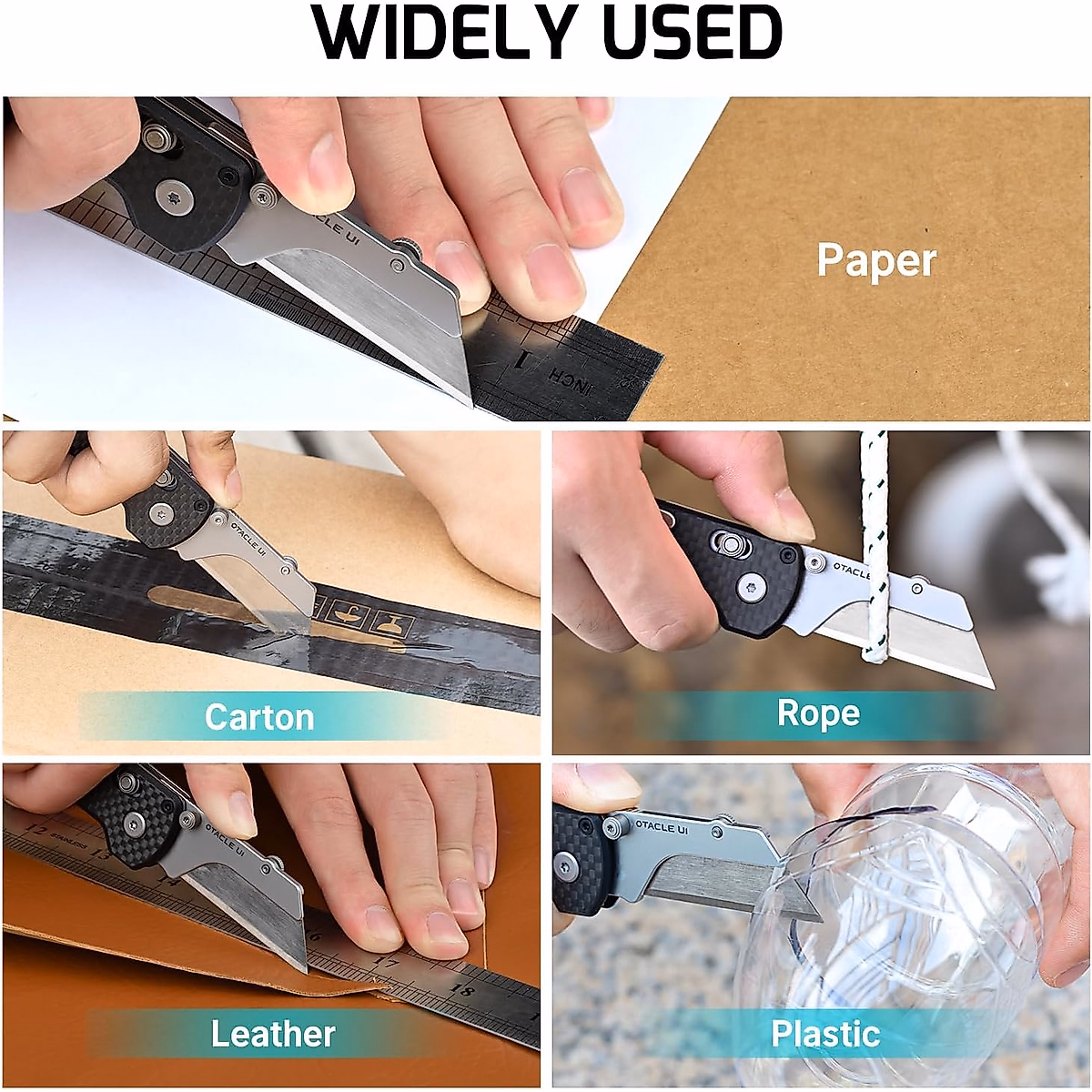 OKNIFE Otacle U1 Folding Pocket Utility Knife, Quick Change Box Cutter with Rail Lock, EDC Razor Knife with Pocket Clip for Office, Factory