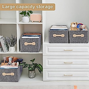 SOYOTA Stackable Storage Bins with 4 Pack ，Foldable Storage Containers Closet Organizer Set, Fabric Storage Boxes with Handles, Cube Linen Baskets for Home Bedroom Closet Office Nursery (P4)