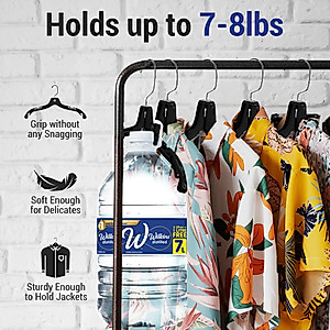 Victory Display Heavy Duty Hangers for Clothes (25-Pack), Black Hangers, 17in Wide Black Plastic Hangers, Coat Hanger with Swivel Hook & Notched Shoulders, Clothing Hangers, Heavy Duty Clothes Hangers