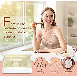 UV Light Sanitizer Box Kill Rate up to 99.99% Mosalogic Portable Phone Sanitizer Cleaner Wireless Charger for iPhone Samsung Smartphone