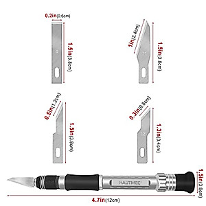 HAUTMEC 14 in 1 Hobby Knife Craft Knife Set SK5 for DIY Art Work Cutting - 1 Handles and 13 Spare Blades with Storage Case for Craft, Hobby, Carving, Art Modeling and Scrapbooking HT0109-HK