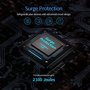 Power Strip, Bototek Surge Protector with 10 AC Outlets and 4 USB Ports,1875W/15A, 2100 Joules, 10 Feet Long Extension Cord for Home, Office, Dorm Essentials, 2100 Joules, ETL Listed- White