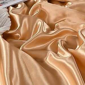 Duvet Cover 3 Piece Set - Ultra Soft Silky Satin Hotel Collection - 1 Comforter Cover with Zipper Closure and 2 Pillowcases - King/Cal King, Gold - Duvet Set