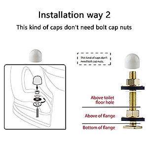 Hibbent Toilet Floor Bolts and Caps Set, Universal Toilet Bowl to Floor Bolts Solid Brass, Including 2 Brass Bolts, 4 Bolt Caps with Nuts/Washers Toilet Bolts Heavy Duty Bolts Closet Bolt Set