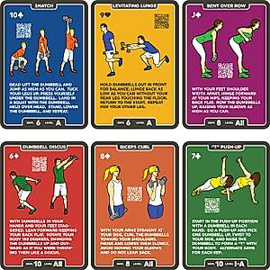Stack 52 Dumbbell Exercise Cards. Dumbbell Workout Playing Card Game. Video Instructions Included. Perfect for Training with Adjustable Dumbbell Free Weight Sets and Home Gym Fitness. (2019 Mega Pack)