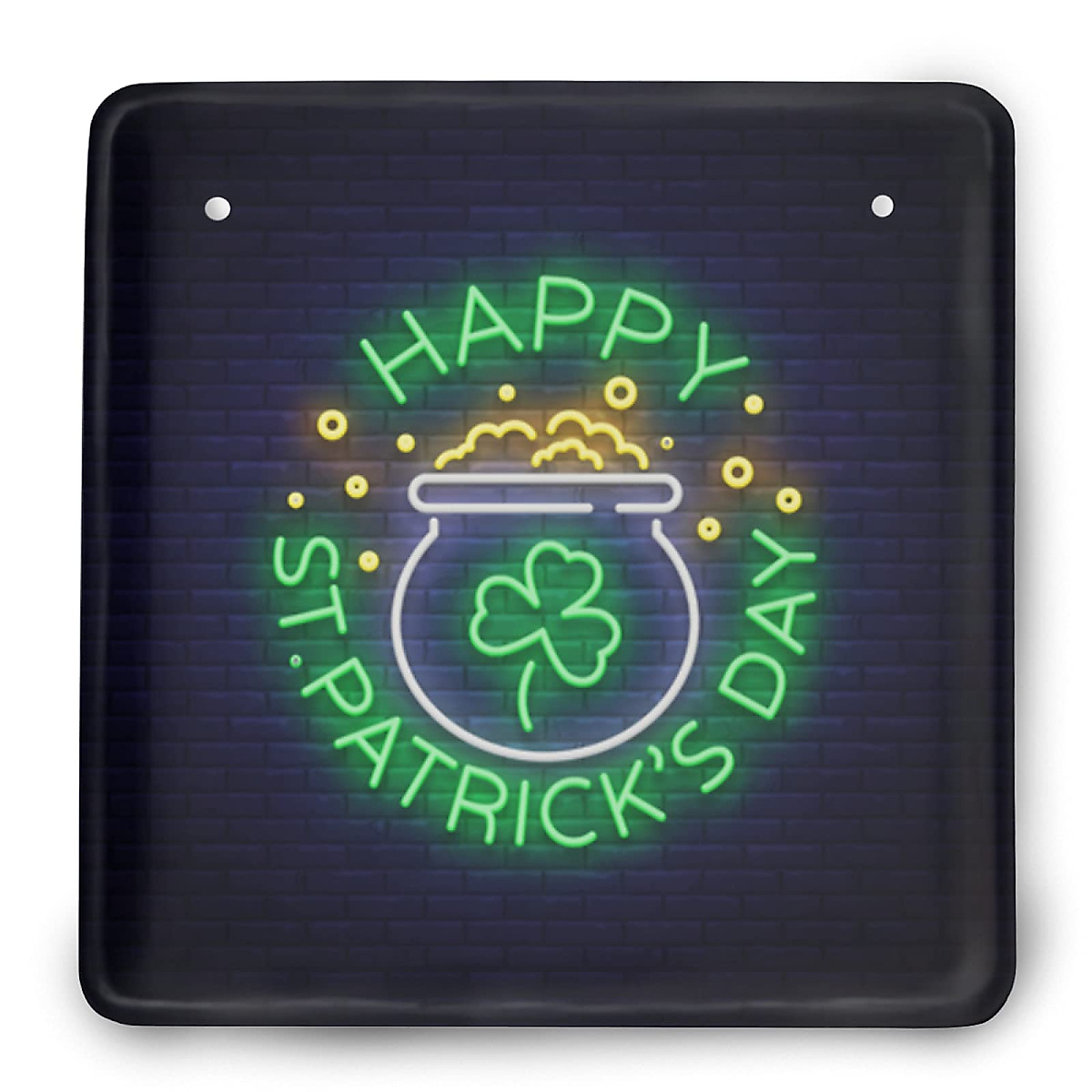 XYHX Metal Tin Sign-Happy st Patricks Day Vector Illustration in neon Style Sign Greeting Card Postcard ne-Metal Retro Home Kitchen Office Garden Garage Wall Decor Plaque 8x8inch zs, White 3