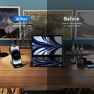 3 in 1 Charging Station for Apple Devices,Multiple Products Charger Dock Stand Adapter for iPhone14/13/12/11/X/8/7,Airpods Pro/3/2/1,Wireless Charger for iWatch Ultra 2/Ultra/9/8/7/6/SE/5/4/3/2 Black