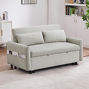kejector Pull Out Sofa Bed Convertible Chair Bed Modern U Shaped Loveseat Sleeper Recliner Sofa Couch with Storage Pockets, Adjsutable Backrest, 2 Pillows, USB Ports for Living Room, Apartment, Office