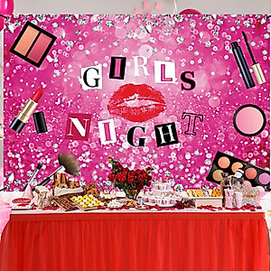 CSFOTO Polyester 6x3.6ft Girls Night Banner Ladies Girl Pink Glitter Background Banner Bridal Shower Night Bachelorette Party Decoration Banner Photography Booth Props