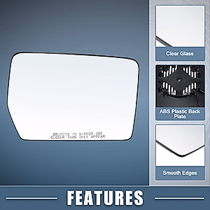 A ABSOPRO Heated Mirror Glass 4L3Z-17K707-AB with Backing Plate Passenger Right Side Mirror Replacement Glass for Ford F150 2004 2005 2006 2009 2010