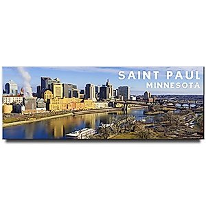 Saint Paul City Panoramic Fridge Magnet Minnesota Travel Souvenir Mississippi River