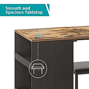 BALUS 3-Piece Dining Table Set for 2 with 3 Storage Shelves, Counter Height Dining Table Set with 2 Barstools for Kitchen, 35.4 Inch Bar Table and Chairs Set, Sturdy Metal Frame, Thicken Wood Top