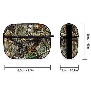 YouTary Autumn Hunting Tree Camo Pattern Apple Airpods pro Case Cover with Keychain, AirPod Headphone Cover Unisex Shockproof Protective Wireless Charging Headset Accessories