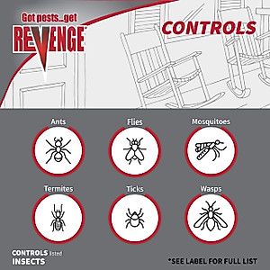 Revenge Termite & Carpenter Ant Killer Spray, 16 oz Concentrate, Long Lasting Pesticide for Indoors and Outdoors (Pack of 2)
