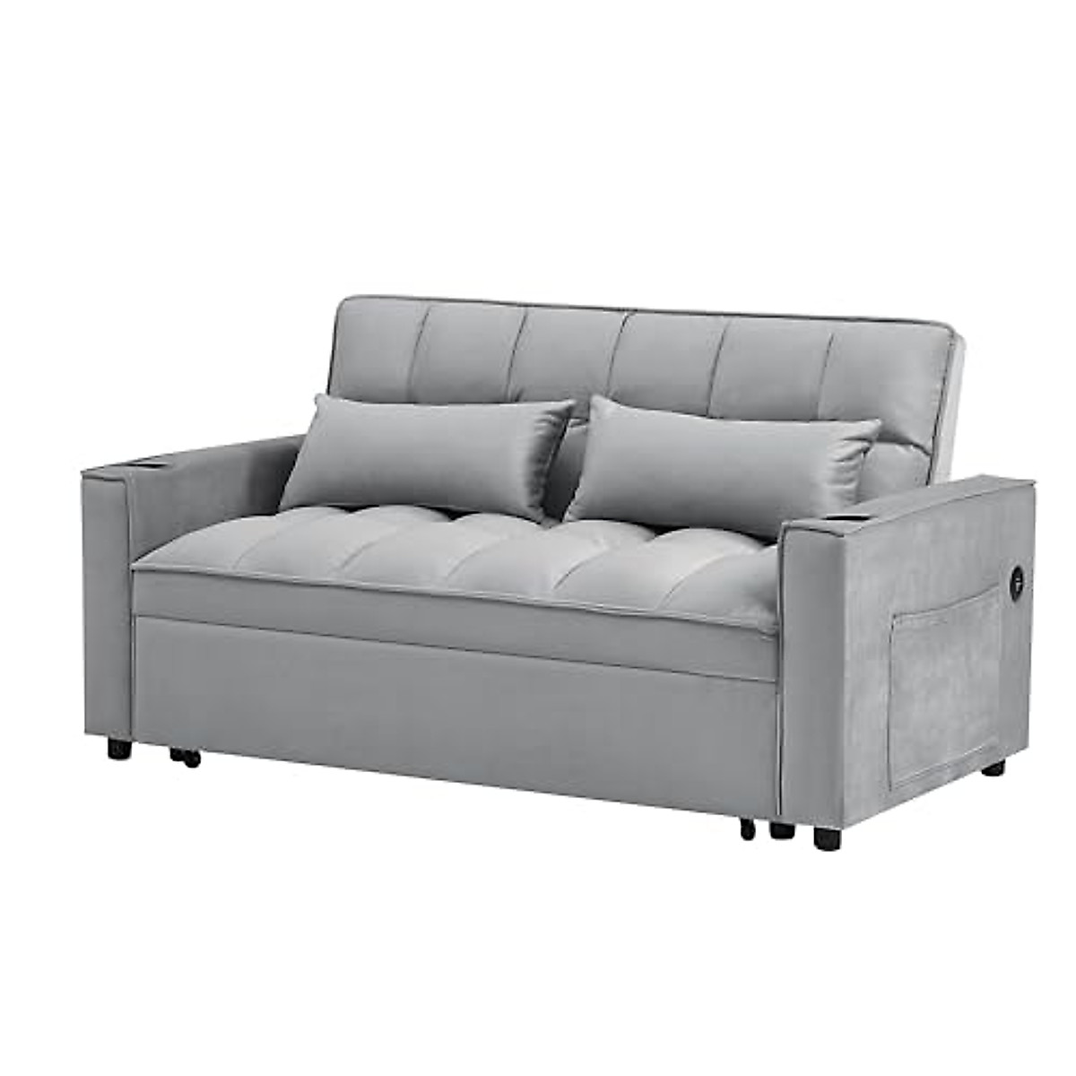 Modern Upholstered Futon Sofa Loveseat Convertible to Nap Sleeper Couch Bed,Soft Loveseat & Sofabed for Home Office Apartment Small Space Living Room Napping